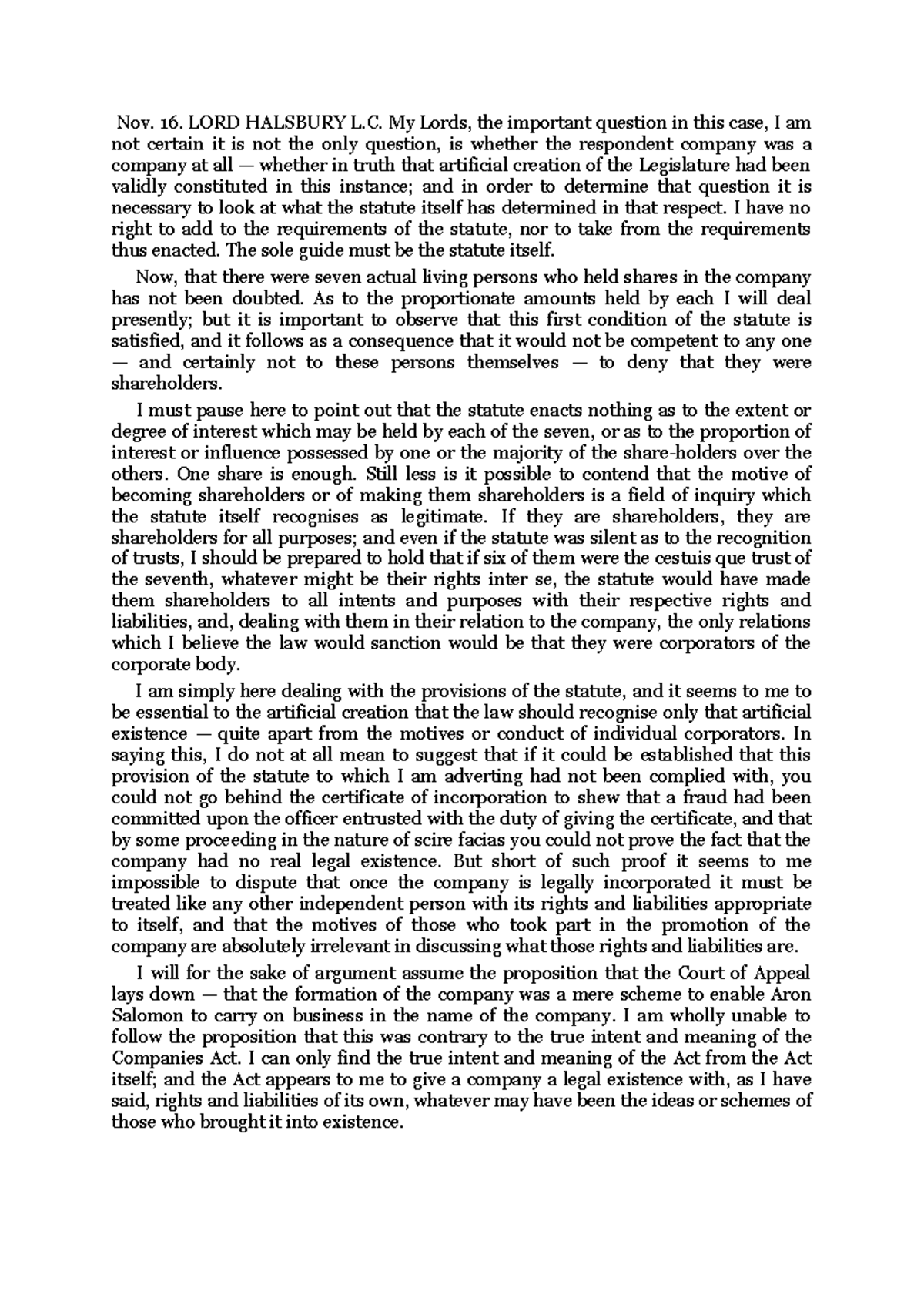 Nov - A. SALOMON AND COMPANY, LIMITED APPELLANTS; AND ARON SALOMON ...
