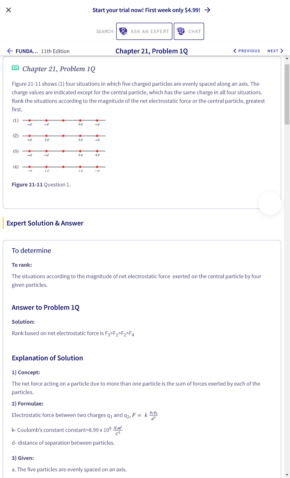 Fundamantal of Physics - Chapter 21, Problem 1Q Figure 21-11 shows (1 ...