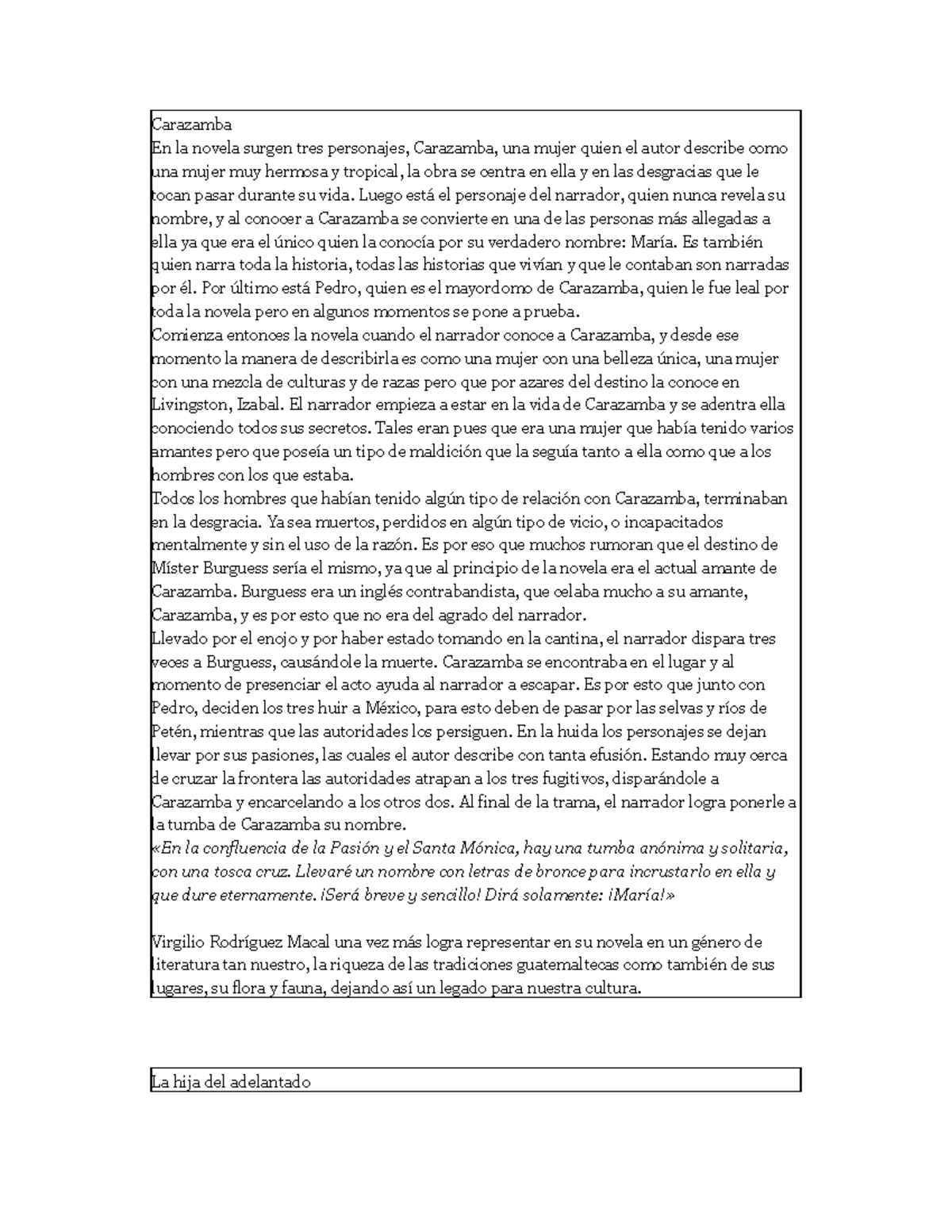 Cuento y novela - La biblia - Carazamba En la novela surgen tres ...