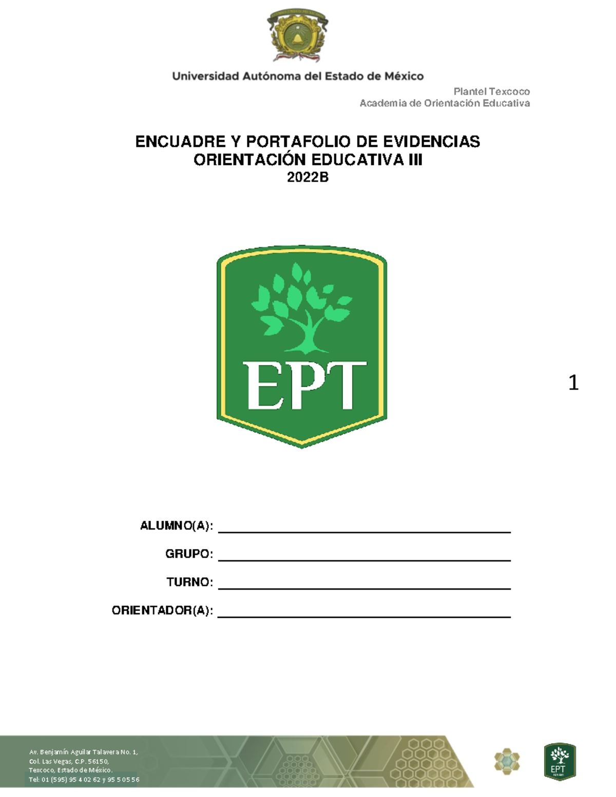 Portafolio Evid 3er Sem 2022B DEF - Av. Benjamín Aguilar Talavera No. 1 ...