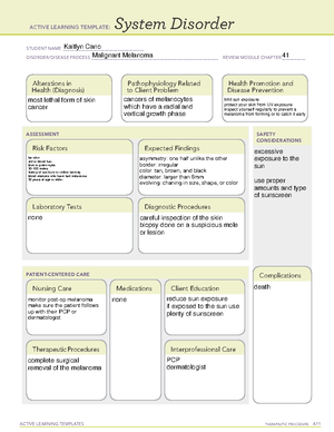 Ulcerative Colitis Template - ACTIVE LEARNING TEMPLATES System Disorder ...