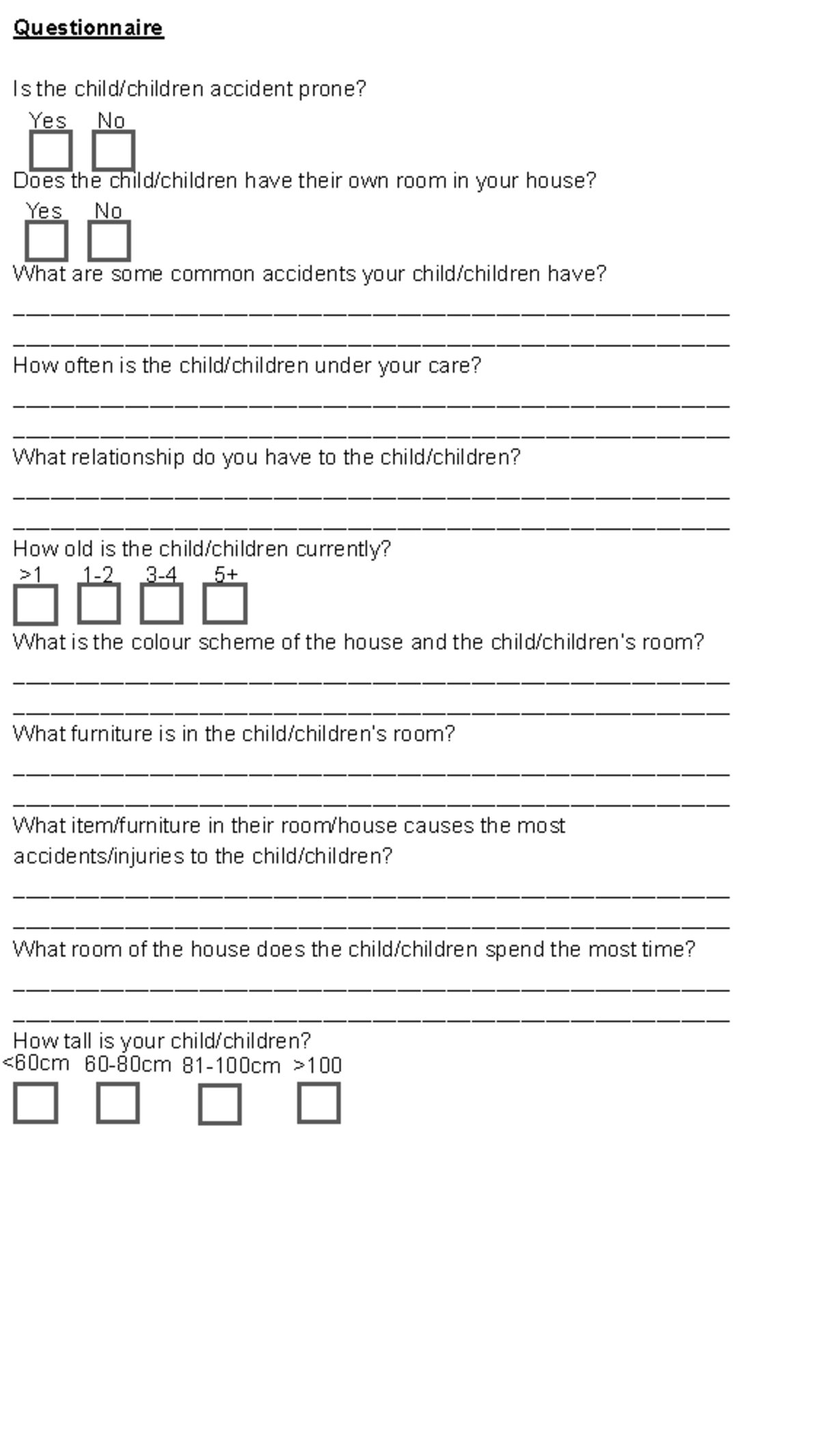 Dt questionnaire - Dt question for the making of a child’s chair ...
