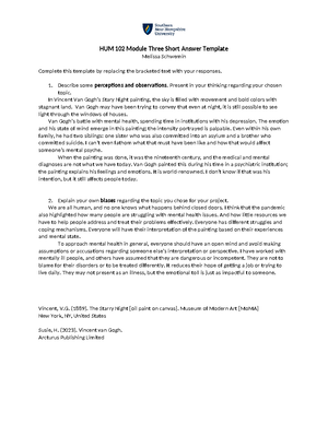 HUM 102 Module Four Project - Part One: Choose the Creative Works 1 ...