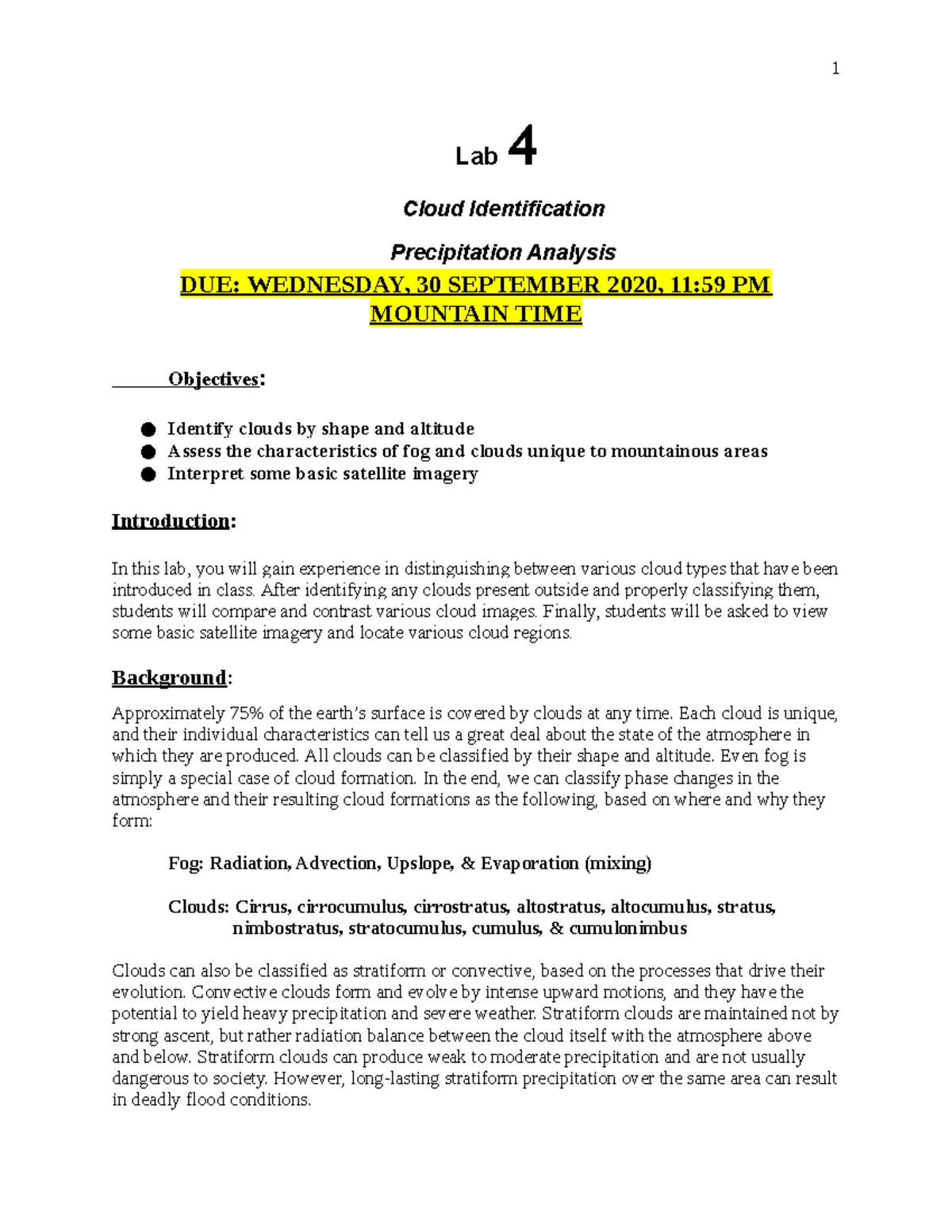 Lab 4 - Cloud Identification Precipitation Analysis (1) - Lab 4 Cloud ...