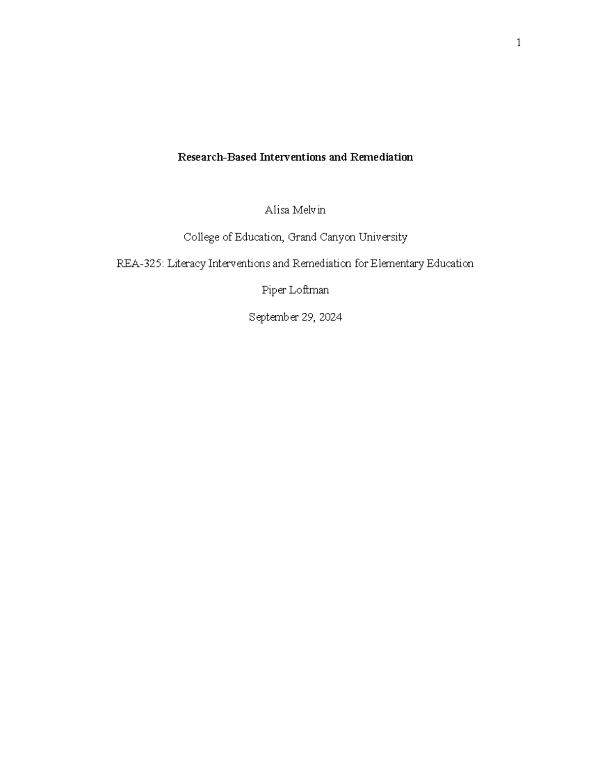 Research Based Interventions and Remediations - Research-Based ...