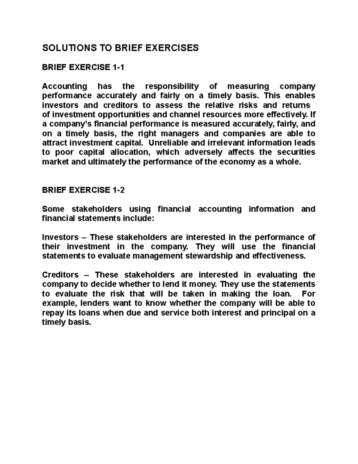 Solutions TO CH - SOLUTIONS TO BRIEF EXERCISES BRIEF EXERCISE 1-1 ...