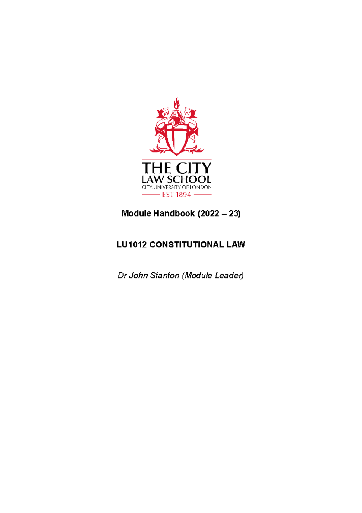 Constitutional Law - Module Handbook (22 - 23) - Module Handbook (2022 – 23) LU1012 ...