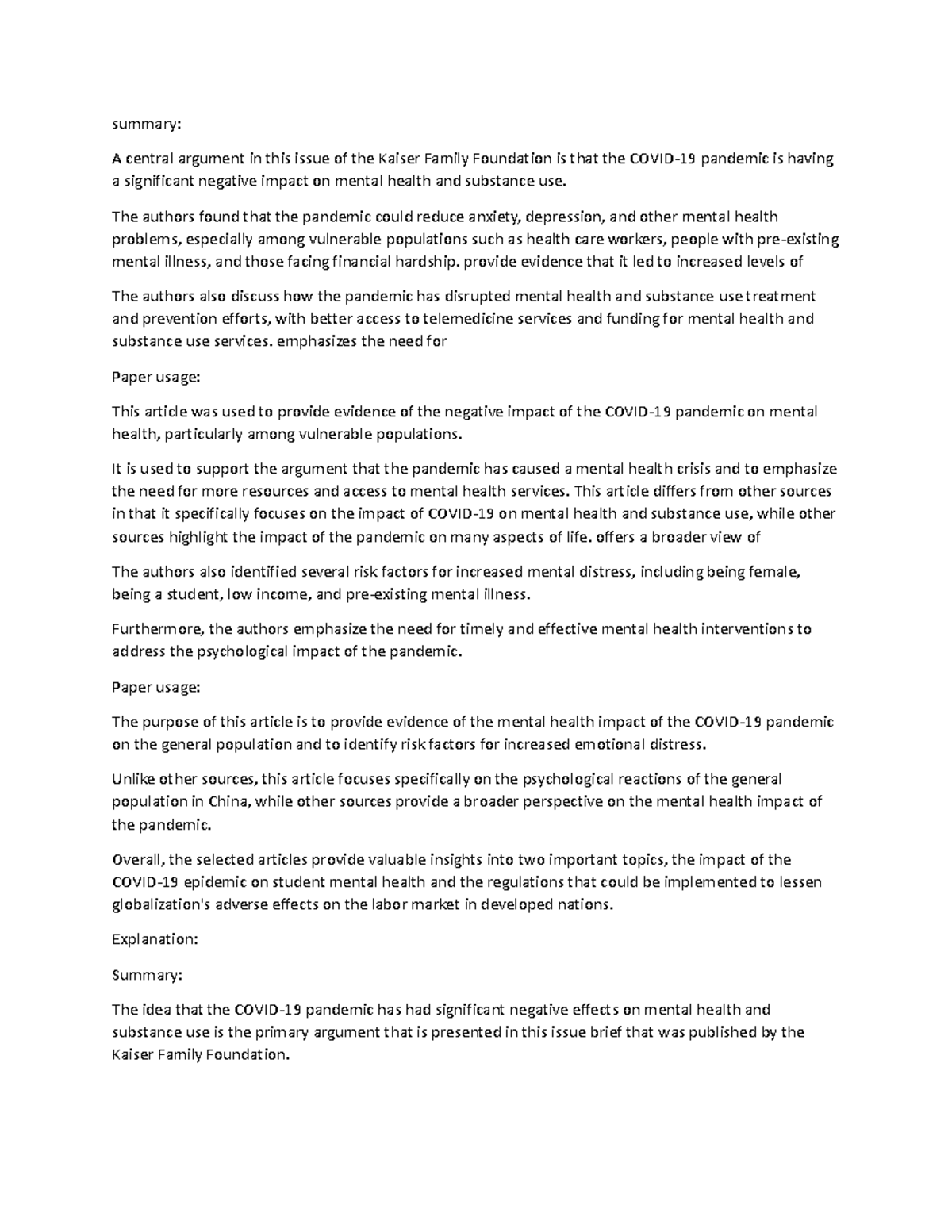 Assignment 3 1 Annotated Bibliography Notes 1 Expanding Your Argument Summary Summary A