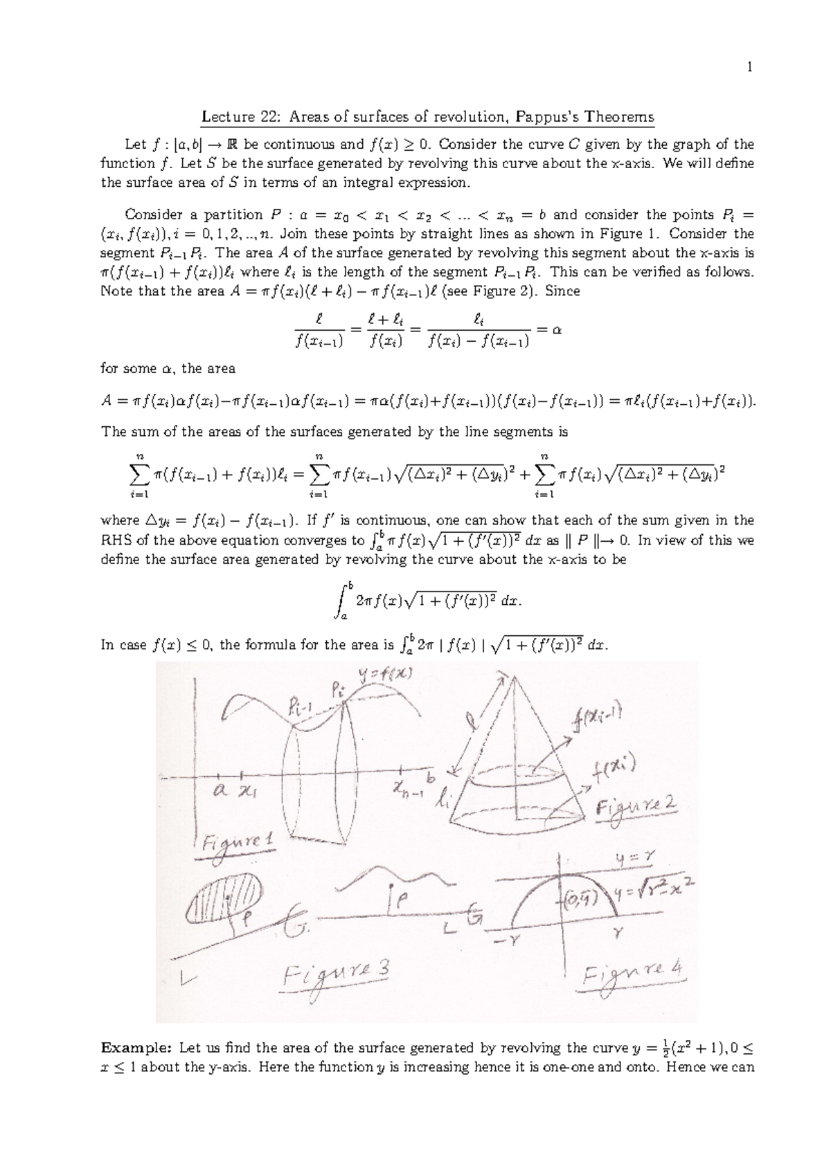 Areas of surfaces of revolution, Pappus’s Theorems - Consider the curve C given by the graph of ...