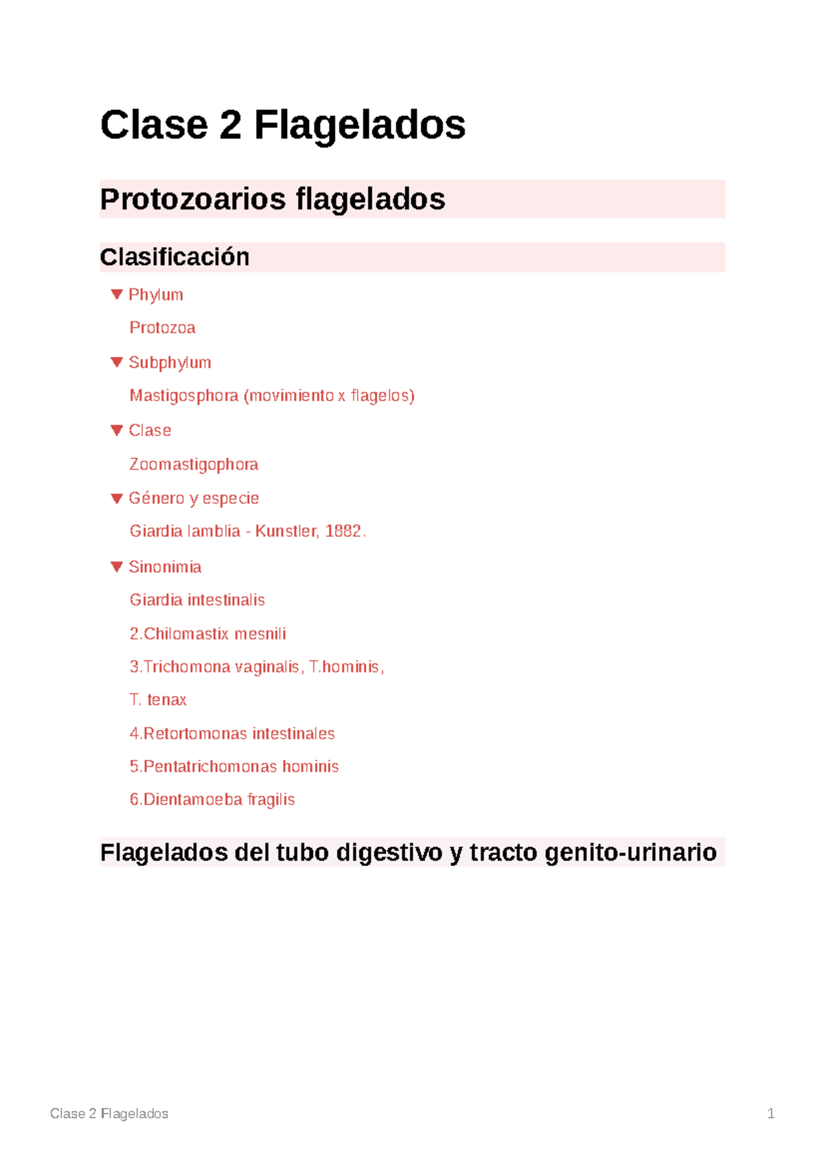 Clase 2 Flagelados - RESUMEN DE PARASITOLOGIA - Clase 2 Flagelados ...