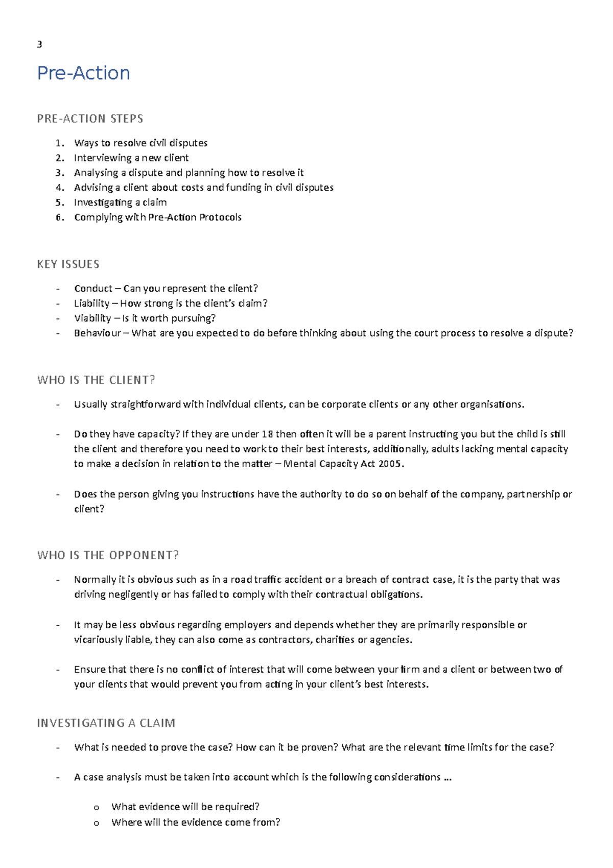 3. Pre-Action Protocol - 3 Pre-Action PRE-ACTION STEPS Ways to resolve ...