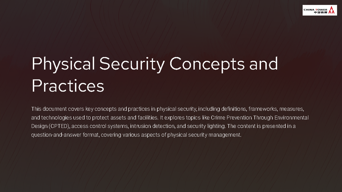 Physical Security Concepts and Practices - Physical Security Concepts ...