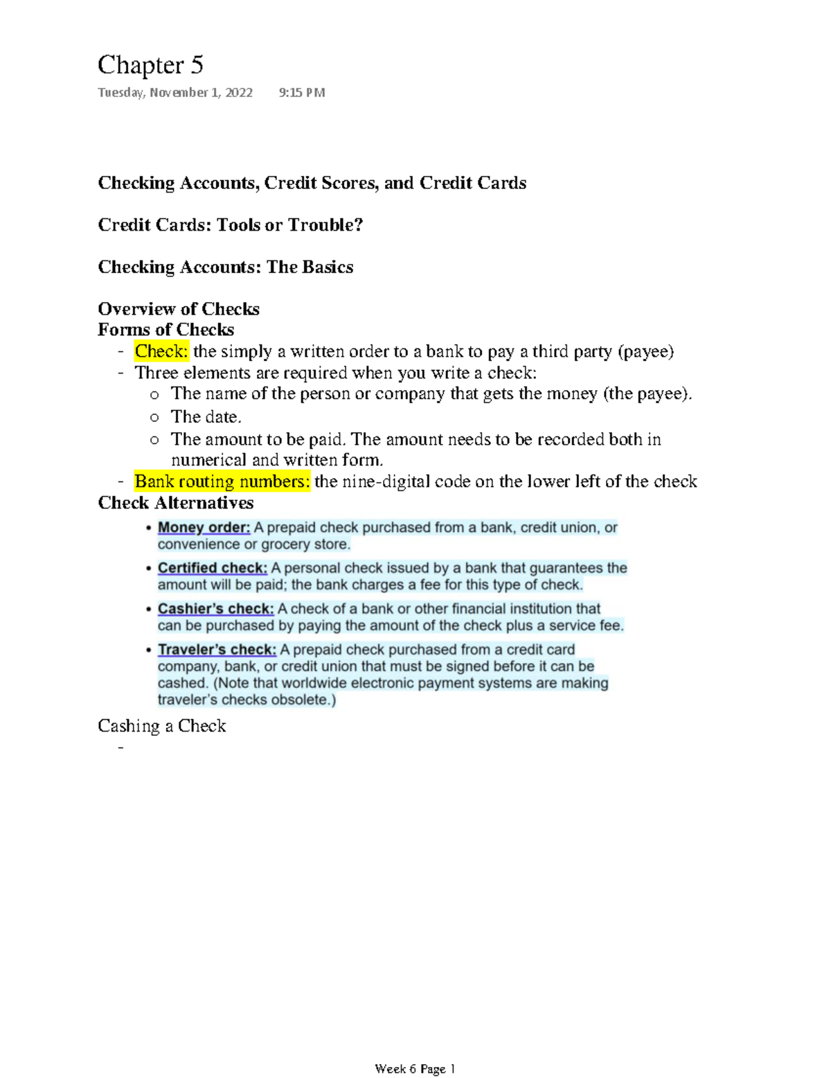 Chapter 5 - Checking Accounts, Credit Scores, and Credit Cards ...