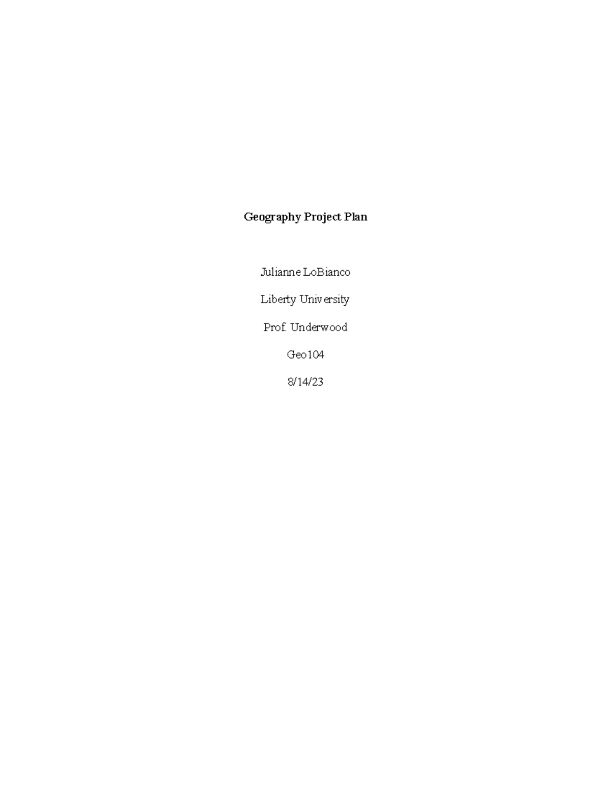 Julianne Lobianco - Geography Project Plan - Geography Project Plan ...