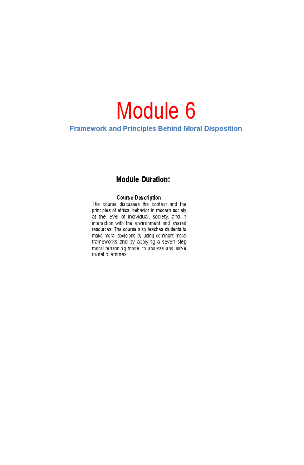 Module 6 GRP 3 1 - Study is more important - Module 6 Framework and ...