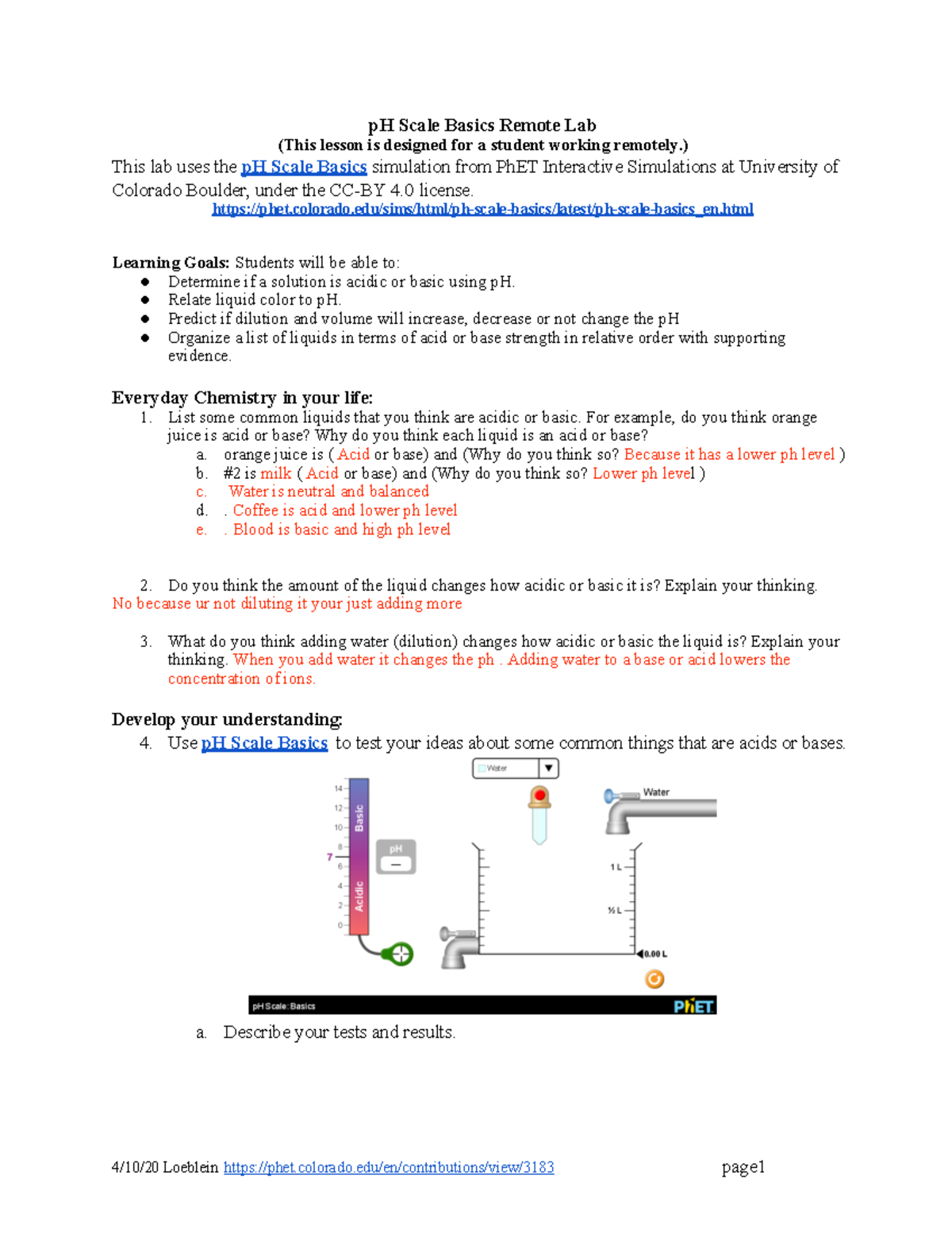 5 pdf lab - dfdfd - pH Scale Basics Remote Lab (This lesson is designed for a student working ...