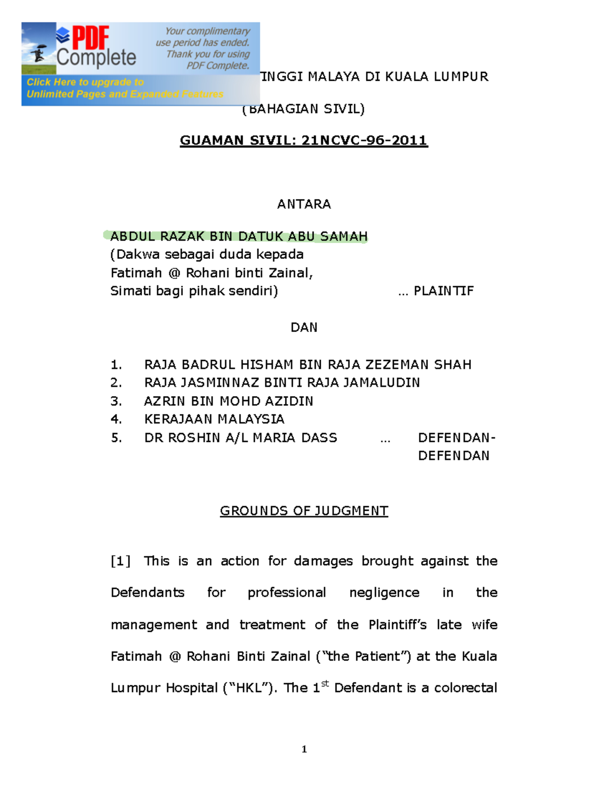 HC 2013 Abdul Razak v Raja Badrul Hisham - DALAM MAHKAMAH TINGGI MALAYA ...