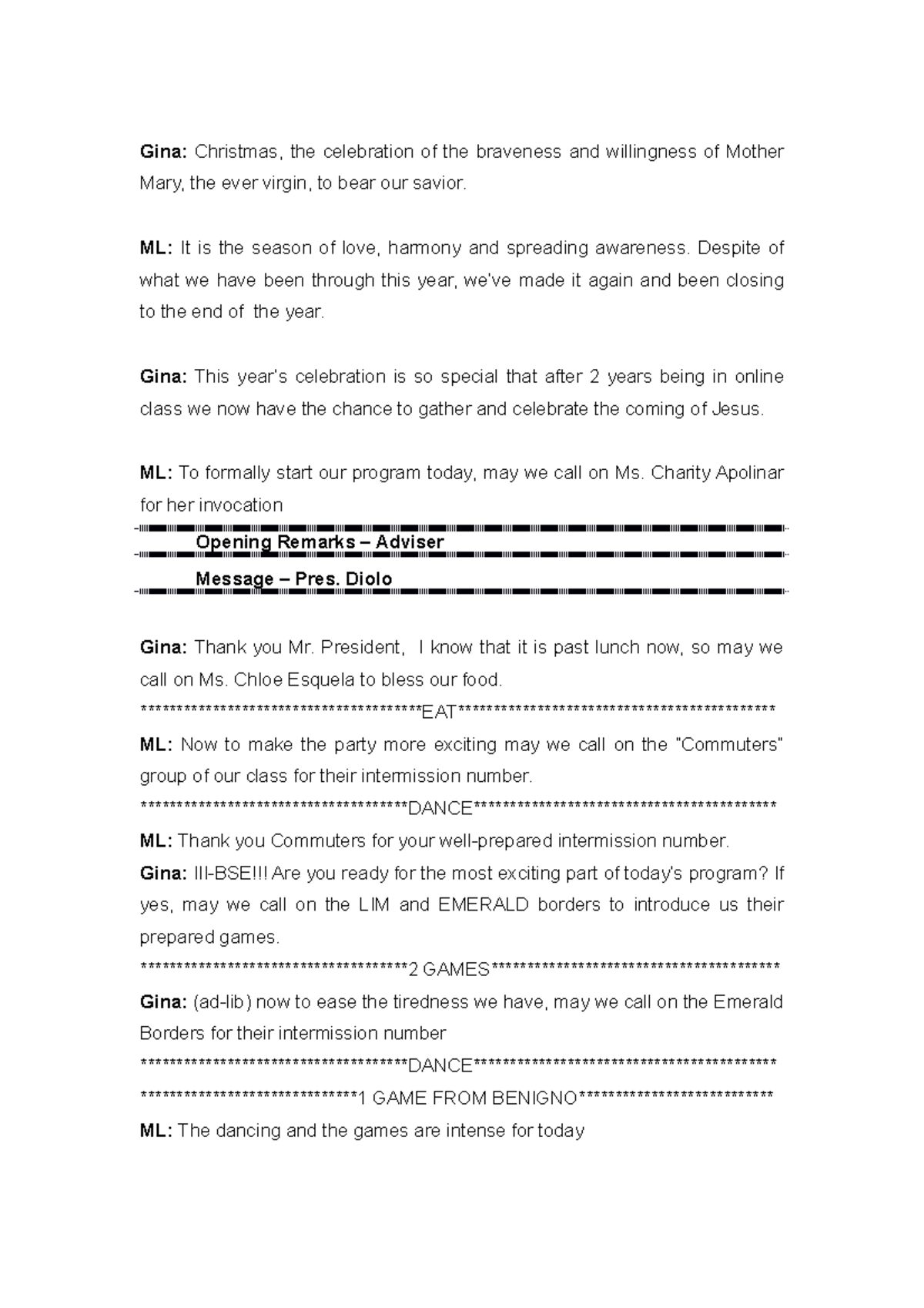 Script Christmas Party - Gina: Christmas, the celebration of the ...