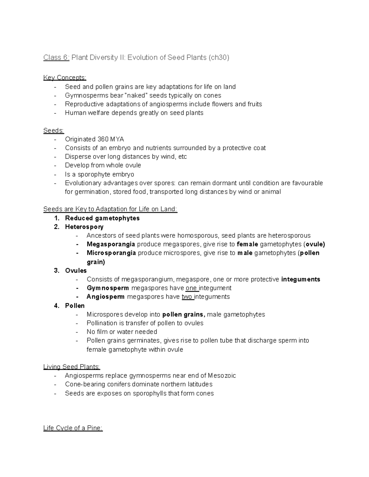 Plant Diversity II Evolution of Seed Plants (ch30) - Reduced ...