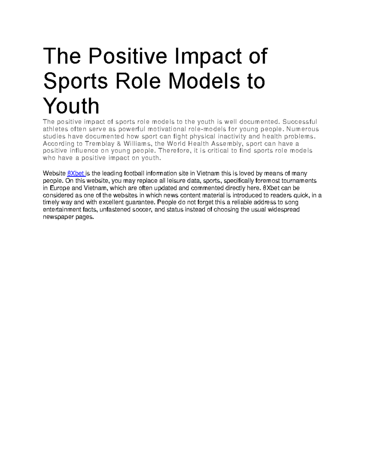 The Positive Impact of Sports Role Models to Youth - Digital Logic ...