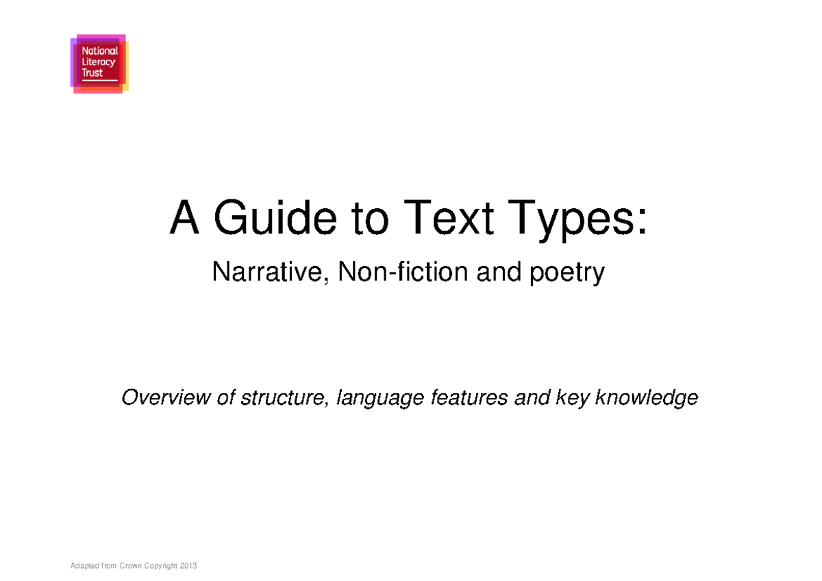 Guide to text types final-1 - A Guide to Text Types: Narrative, Non ...