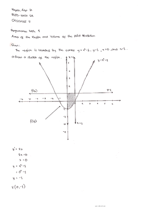 Performance task (3) Calculus 2 - Differential & Integral Calculus - Studocu