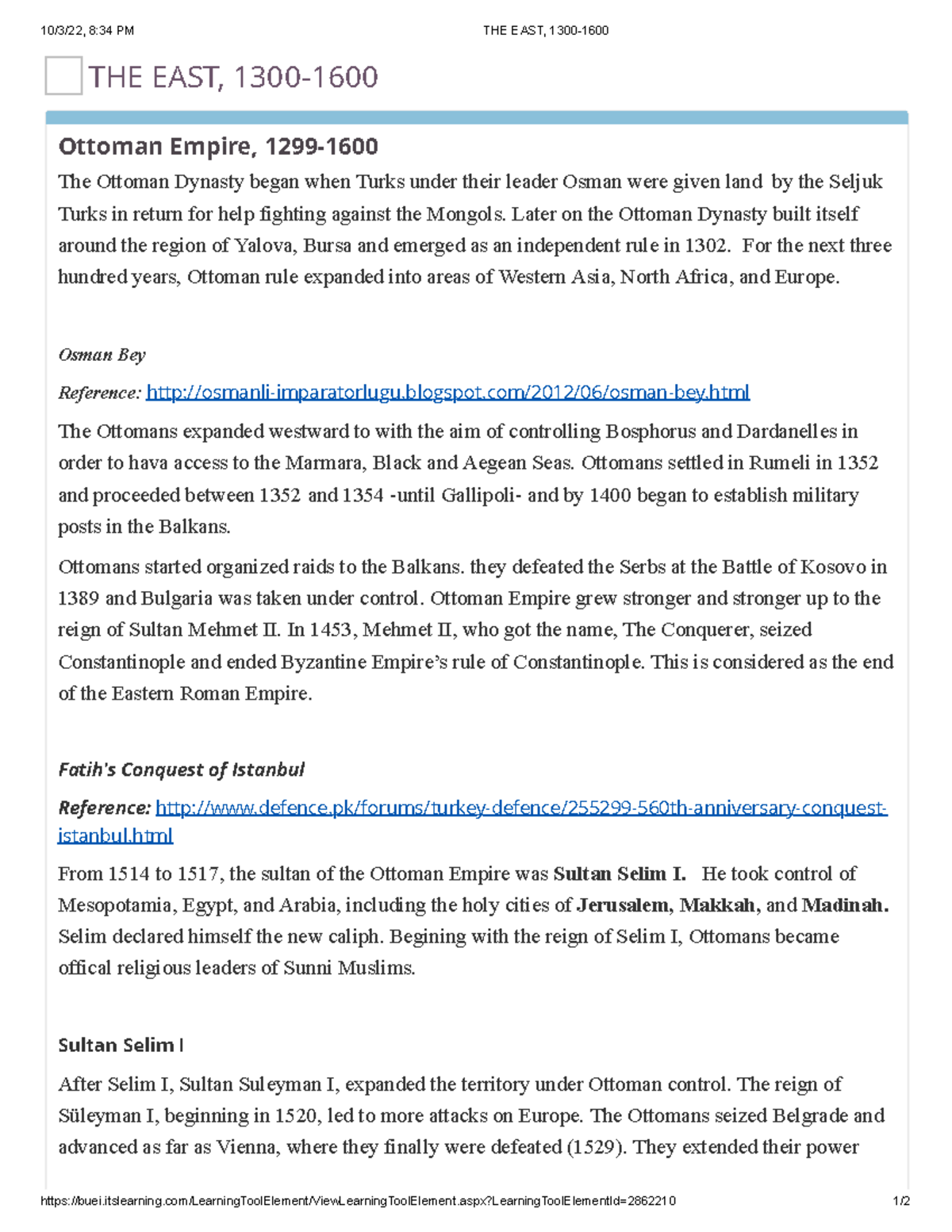 THE EAST, 1300-1600 - History of Civilization II - 10/3/22, 8:34 PM THE ...