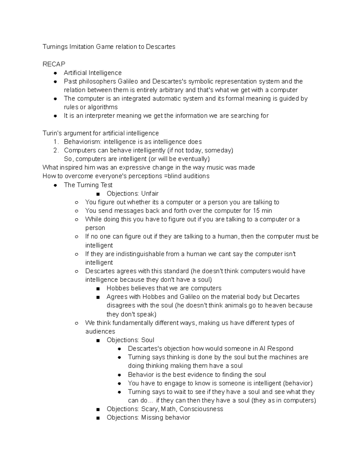Philosophy Nov. 15th - Teacher: Higgins - Turnings Imitation Game ...