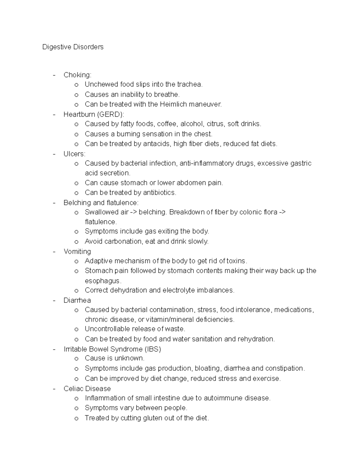 Nutrition Notes Digestive Disorders - Digestive Disorders Choking: o ...