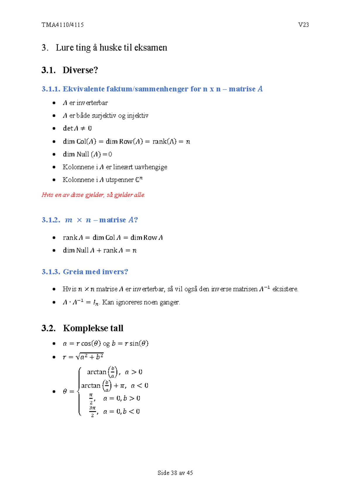 Matte 3 nyttig - Oversikt over lure ting å kunne til eksamen. - 3. Lure ting å huske til eksamen ...