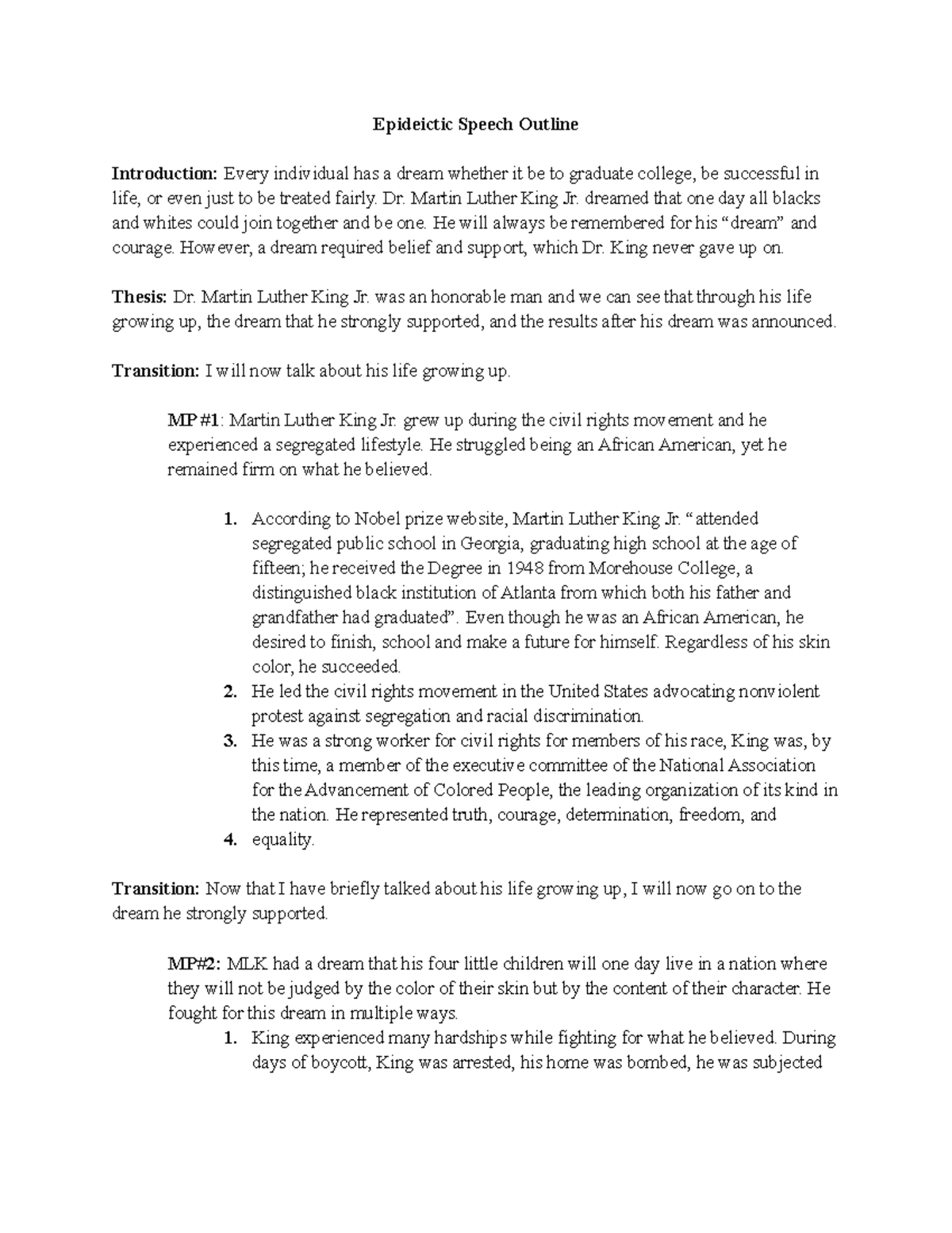 Epideictic Speech Outline - Epideictic Speech Outline Introduction ...