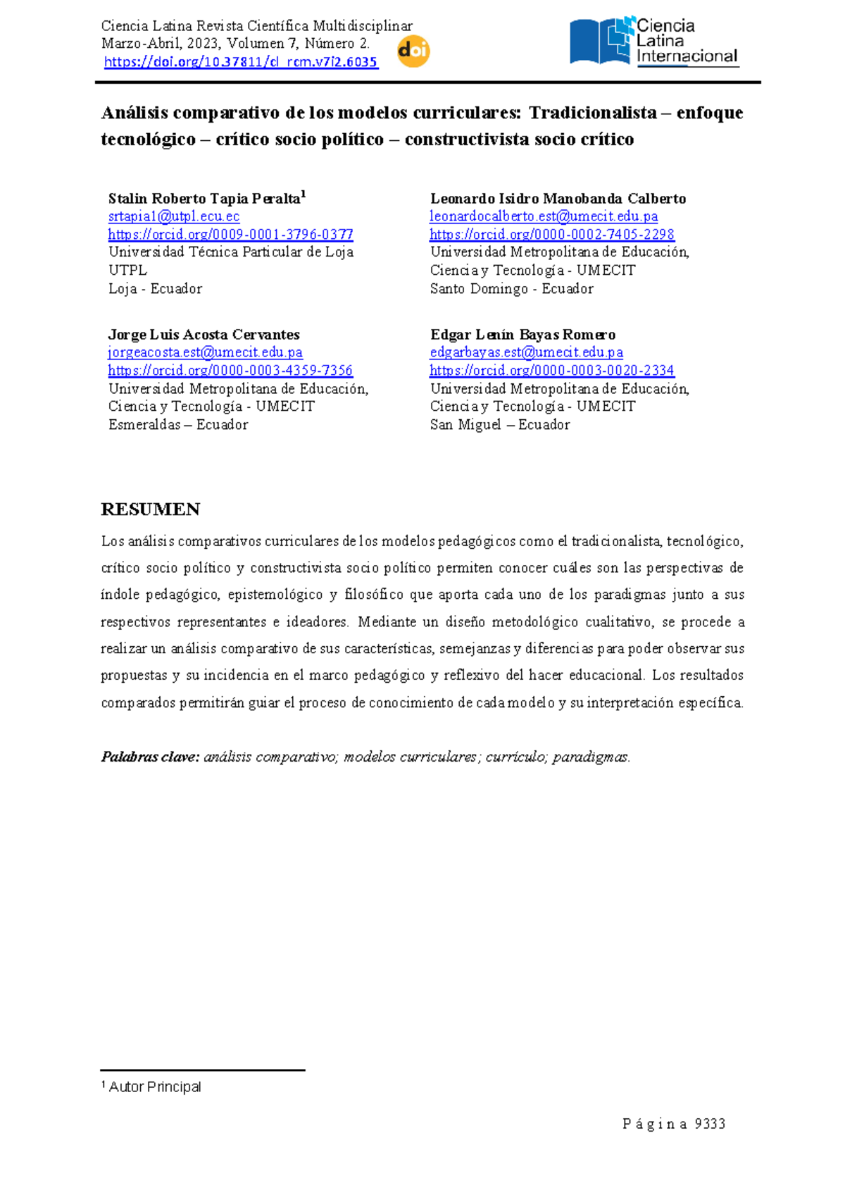 Cuadro Comparativo Modelos Curriculares - Ciencia Latina Revista ...