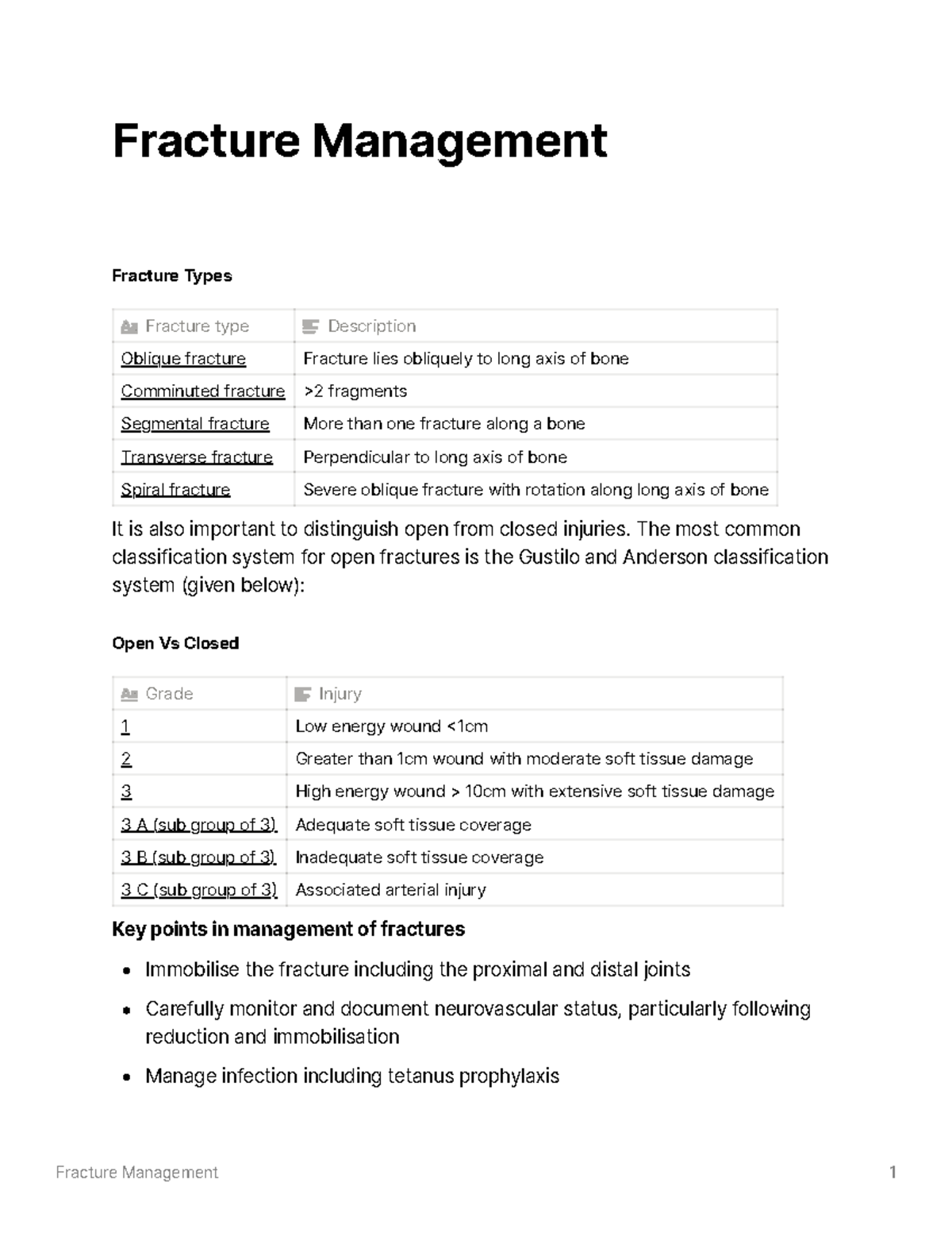Fracture Management - The most common classification system for open ...