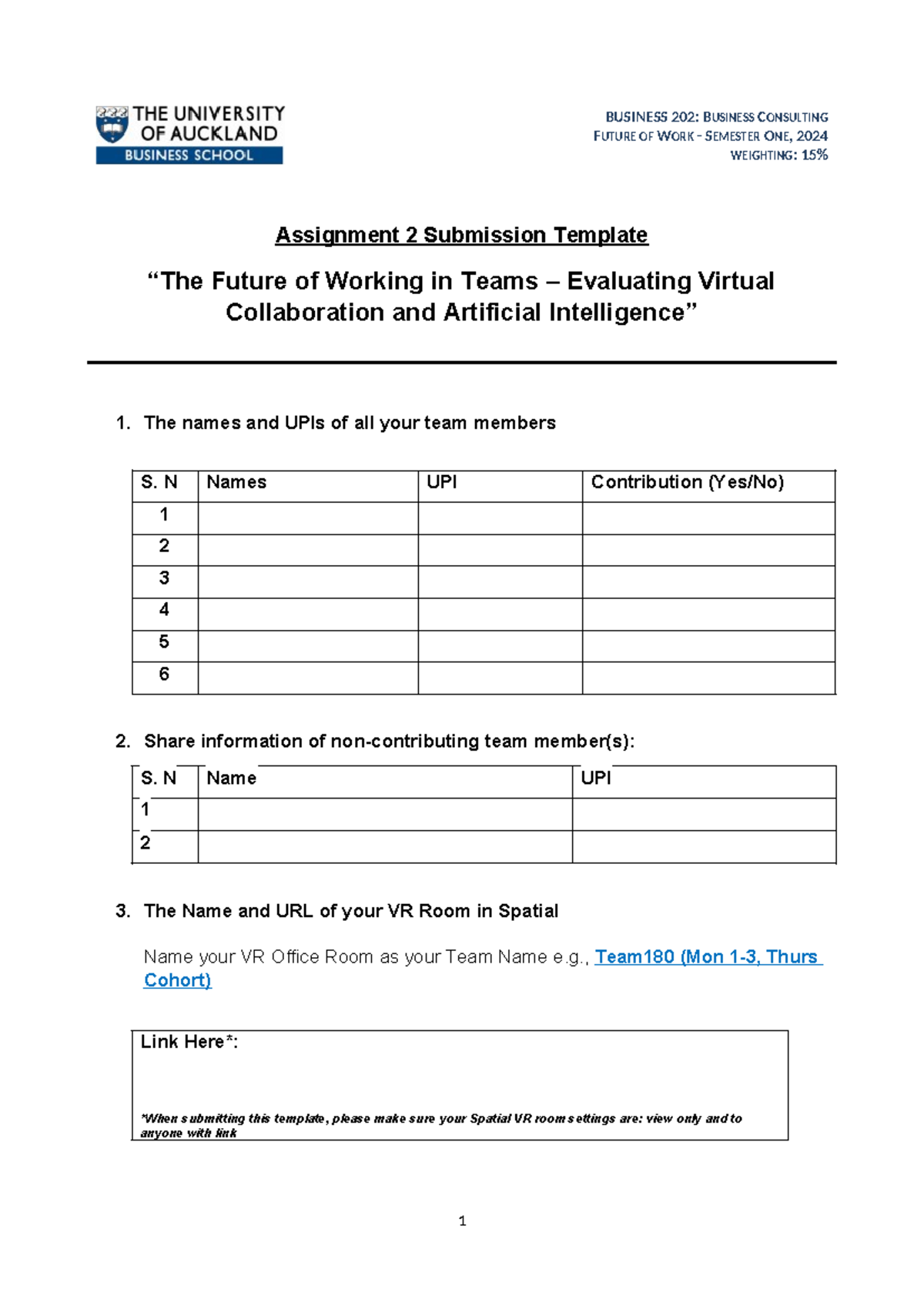 B202-Assignment 2 Submission Template-Wednesday-S1-2024 - BUSINESS 202: BUSINESS CONSULTING ...