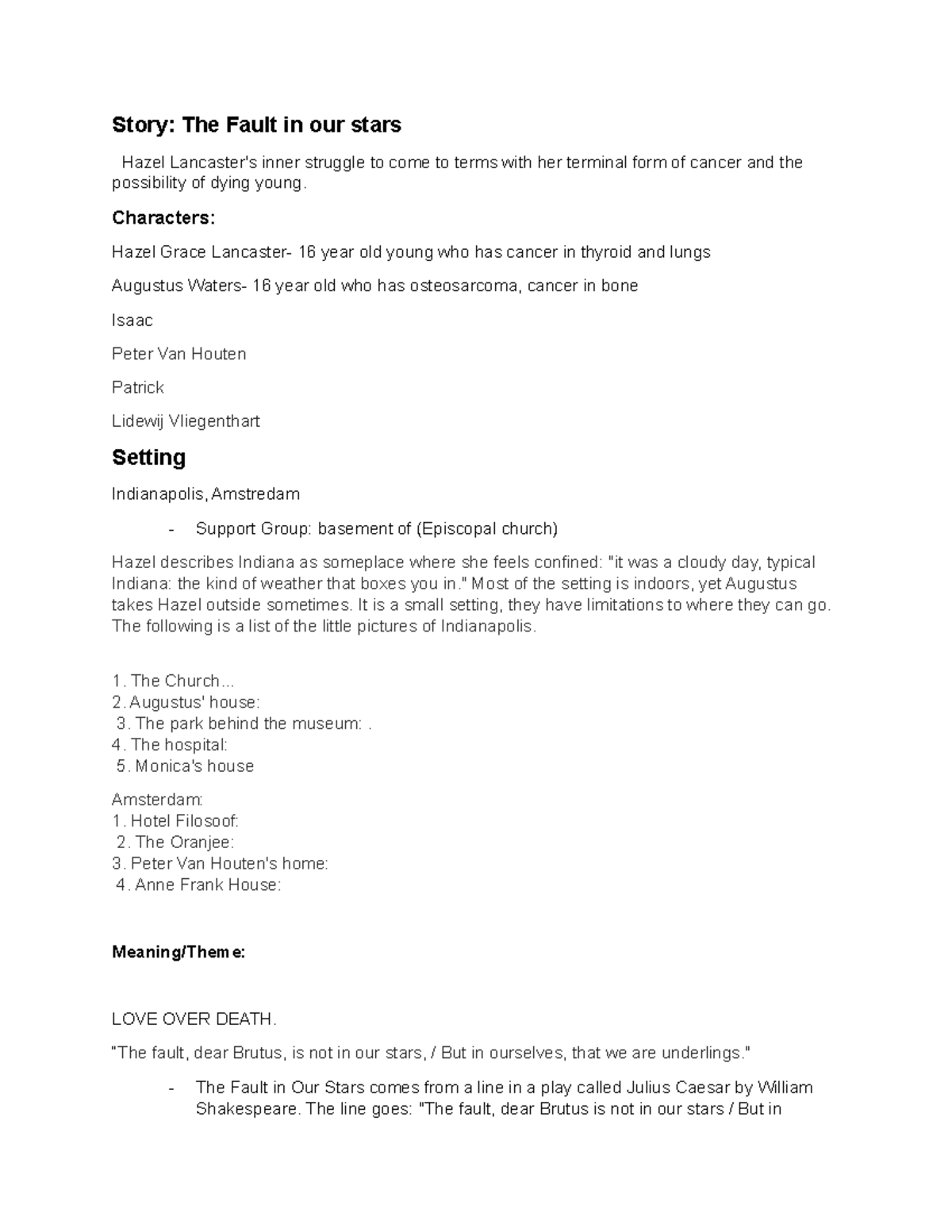 Contemporary Literature : Story Elements ORAL Recit - Story: The Fault ...