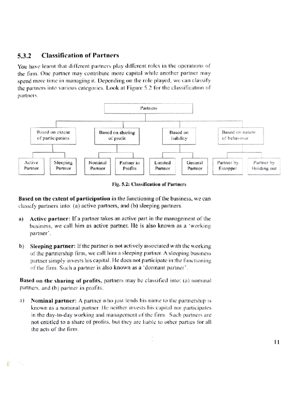 Classification of partners ignou bcoc - 5.3 Classification of Partners ...
