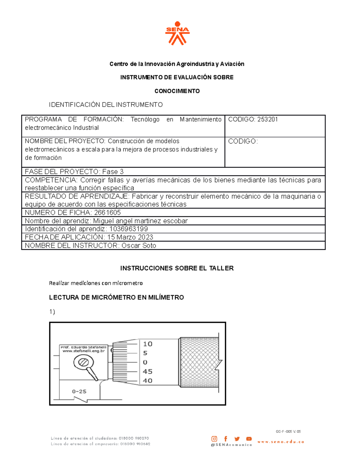4-ejercicios de micrometro en pulgadas y milimetros - Centro de la ...