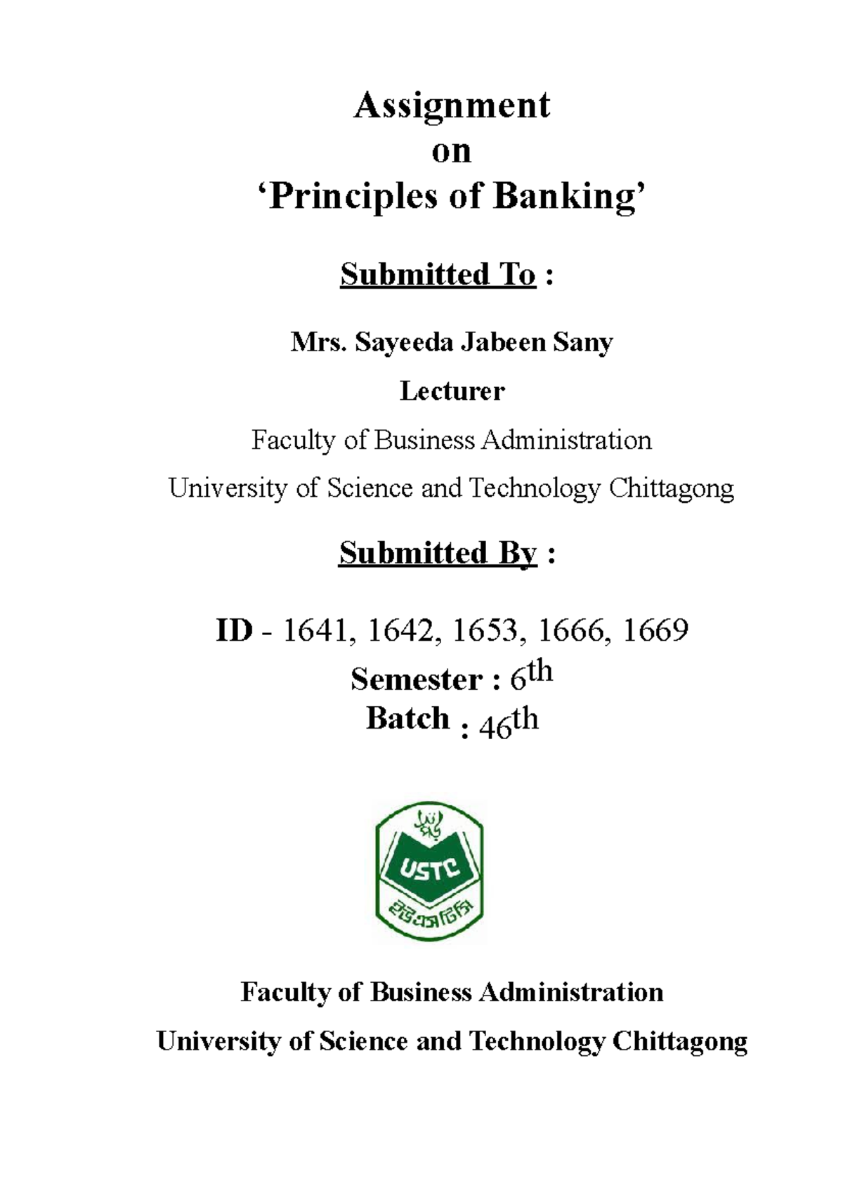 PB assignment - Marketing Management - Assignment on ‘Principles of Banking’ Submitted To : Mrs ...