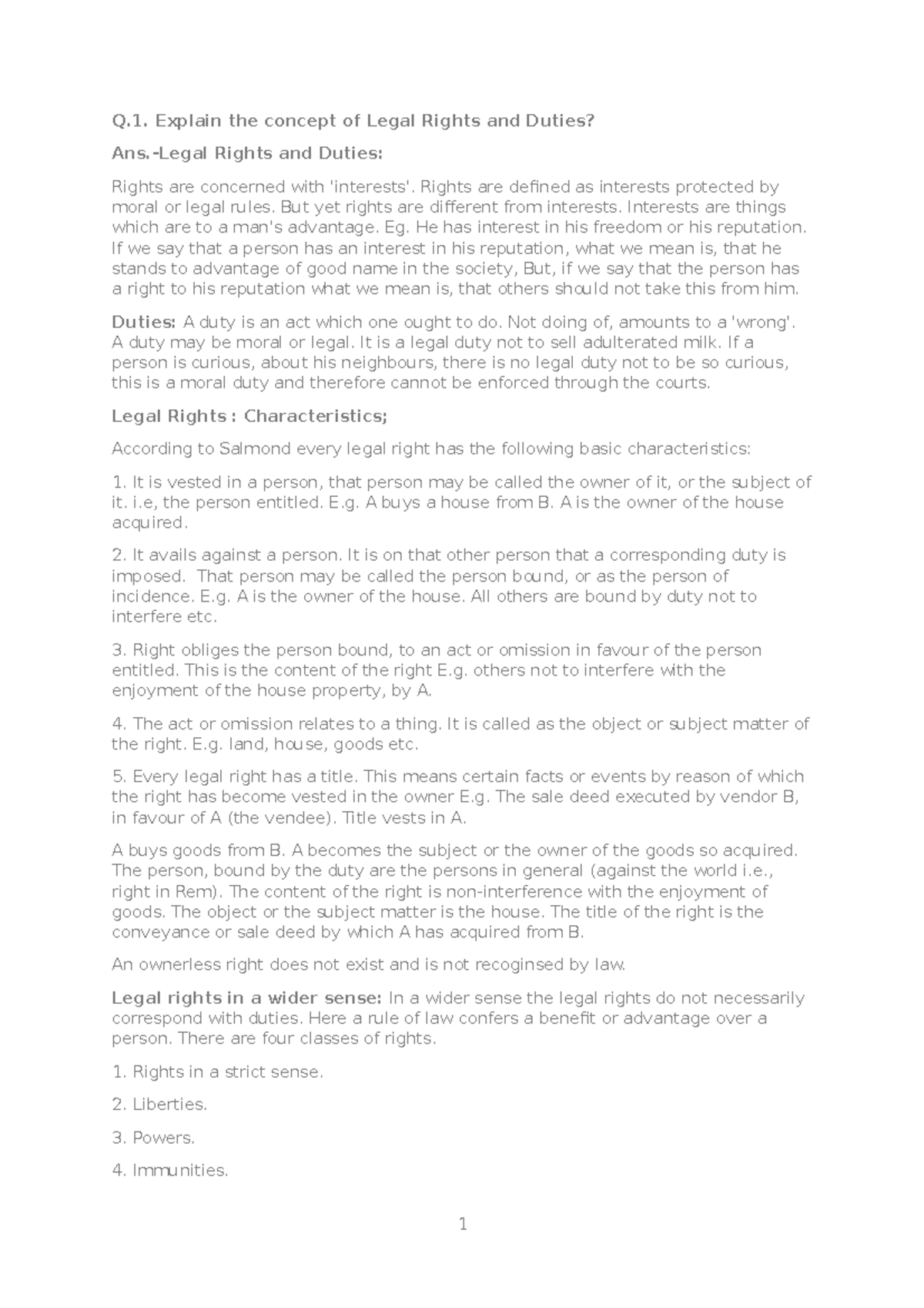 Jurisprudence study materials helpful for examination - Q. Explain the ...