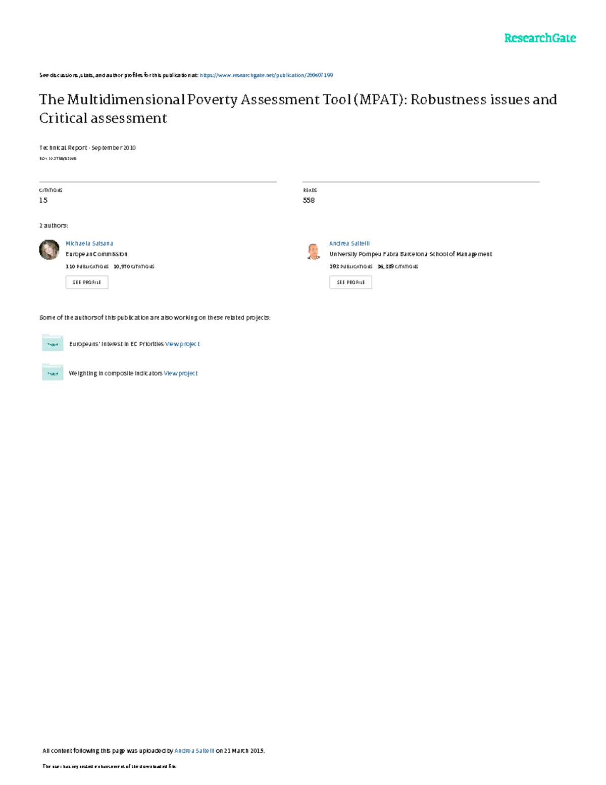 The Multidimensional Poverty Assessment Tool MPAT - See discussions ...
