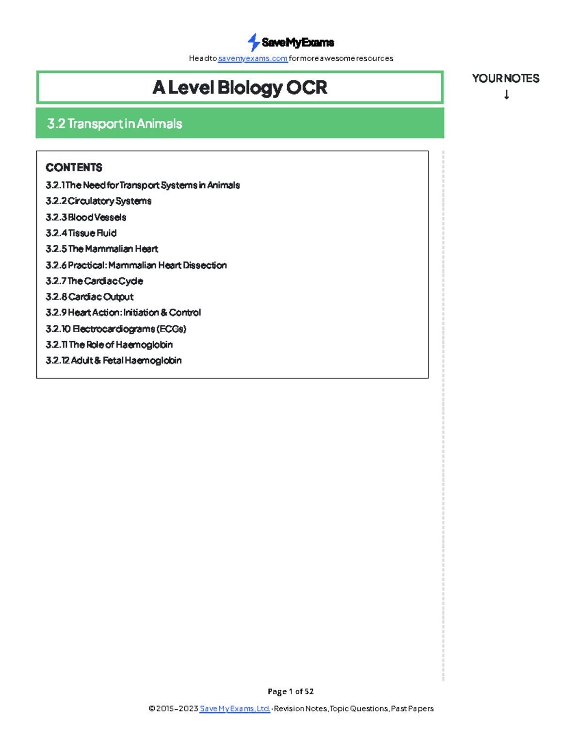 Savemyexams Module 3.2 - Page 1 of 52 A Level Biology OCR 3 Transport ...