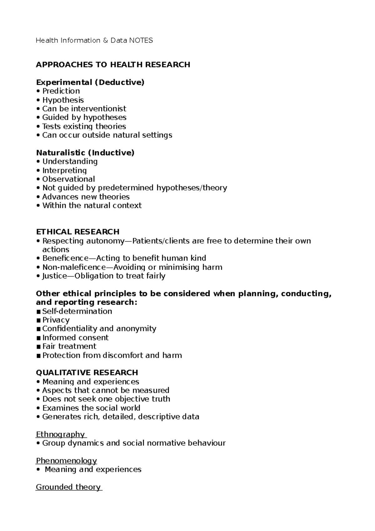 Health Information and Data NOTES - Health Information & Data NOTES ...
