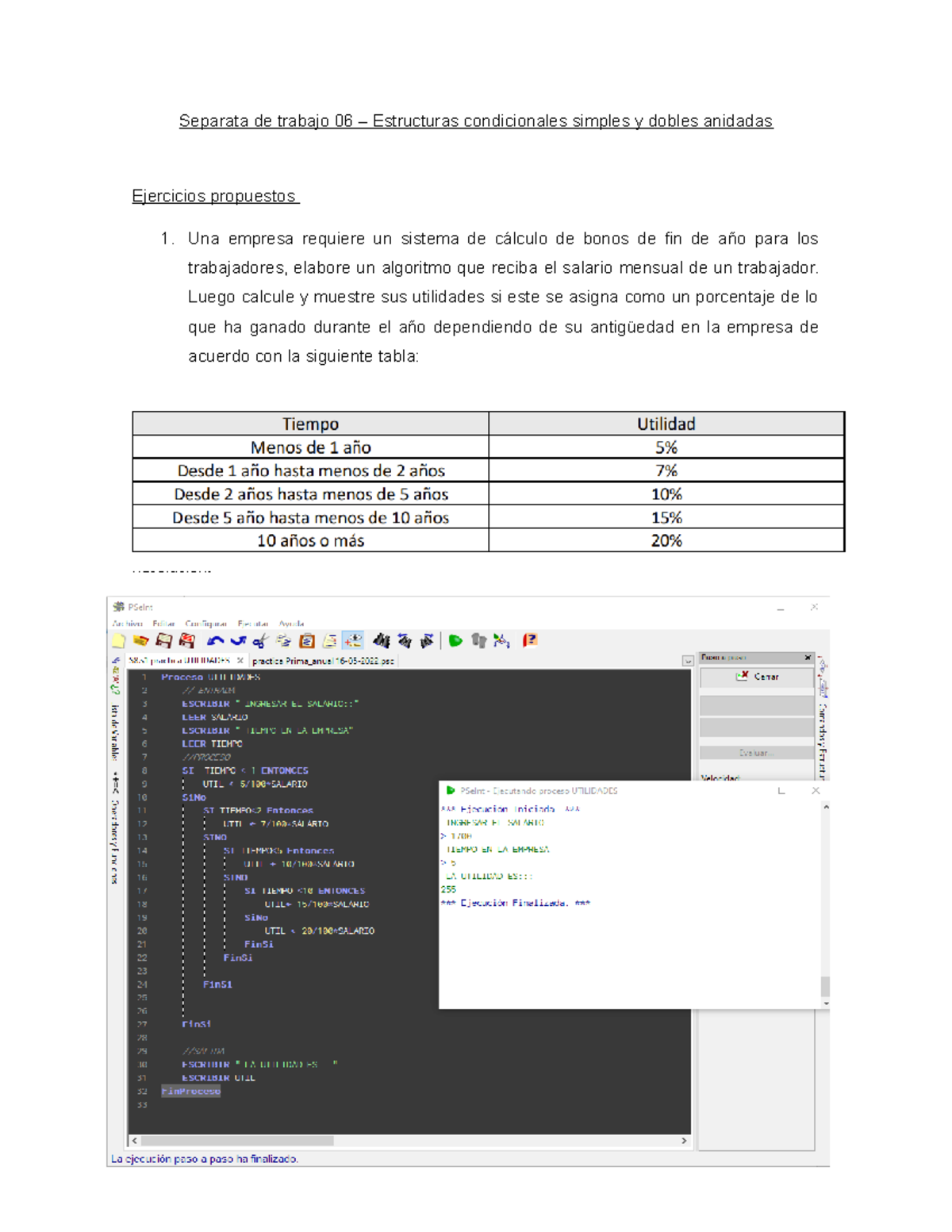 Separata de trabajo 06 - Estructura condicionales simples y dobles ...