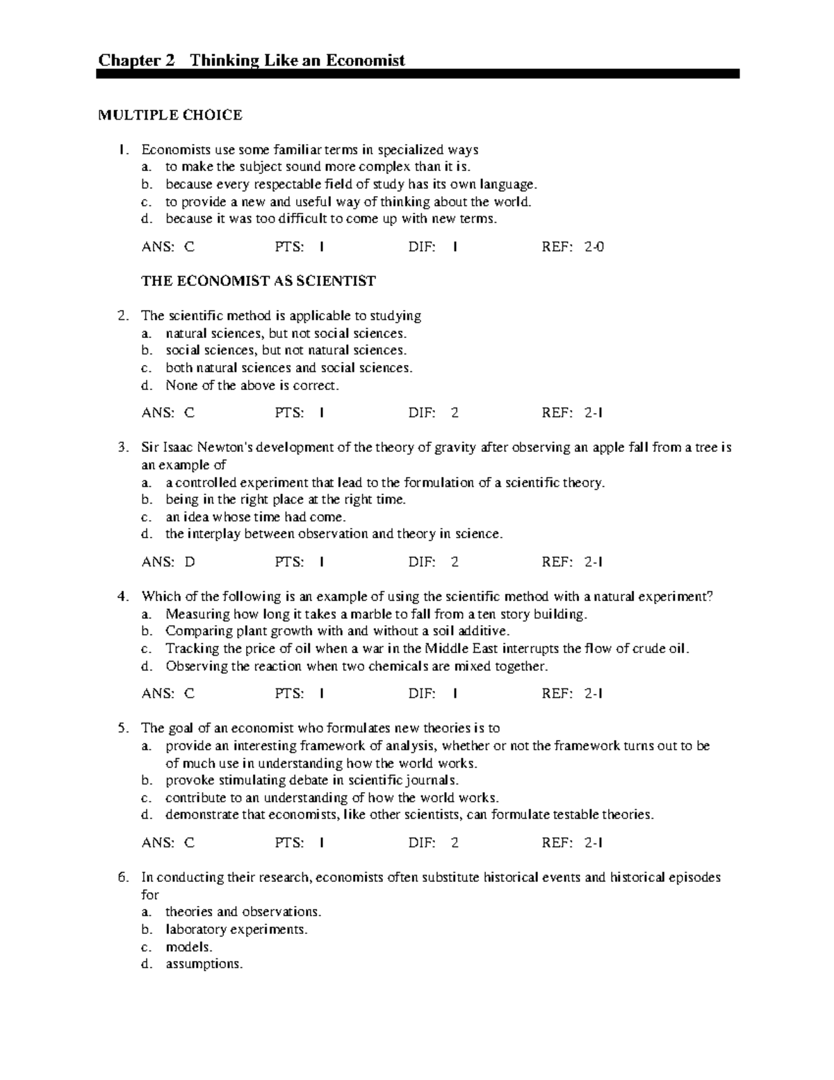 Testbanks Ch2 - equations - Chapter 2 Thinking Like an Economist ...