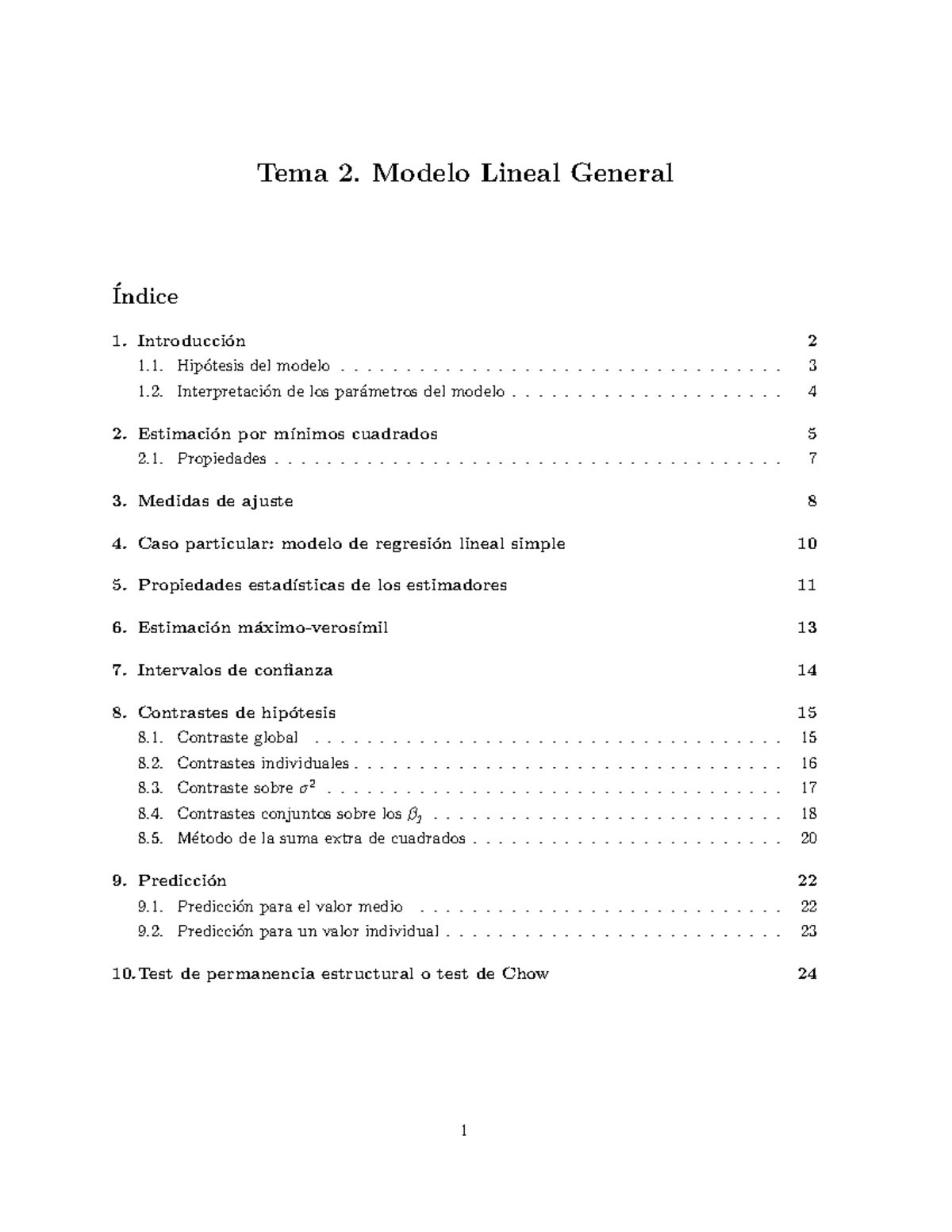 Tema2-Modelo Lineal General - Tema 2. Modelo Lineal General 8 ...