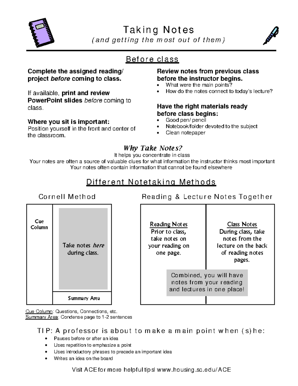 Note-taking-tips - these handouts of note taking would be helpful for ...