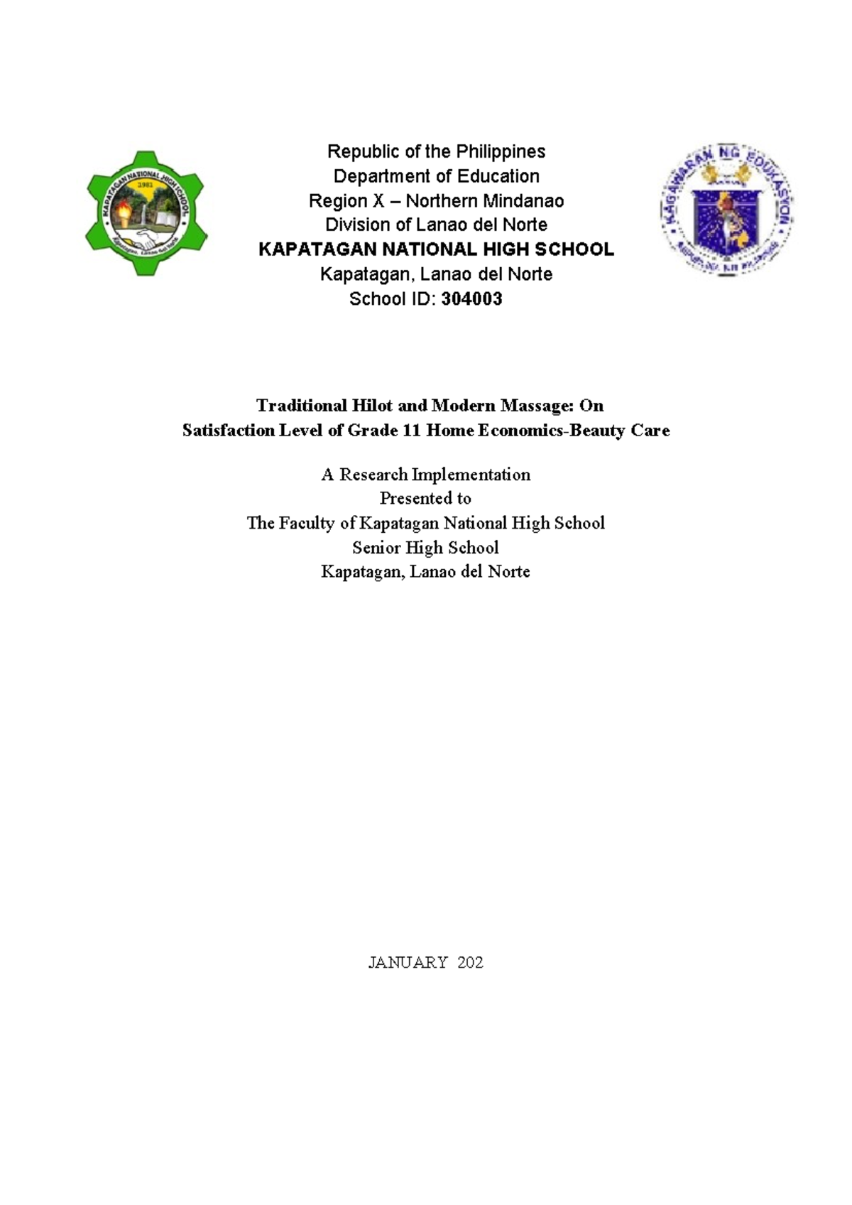 PR2 - for research paper - Republic of the Philippines Department of ...