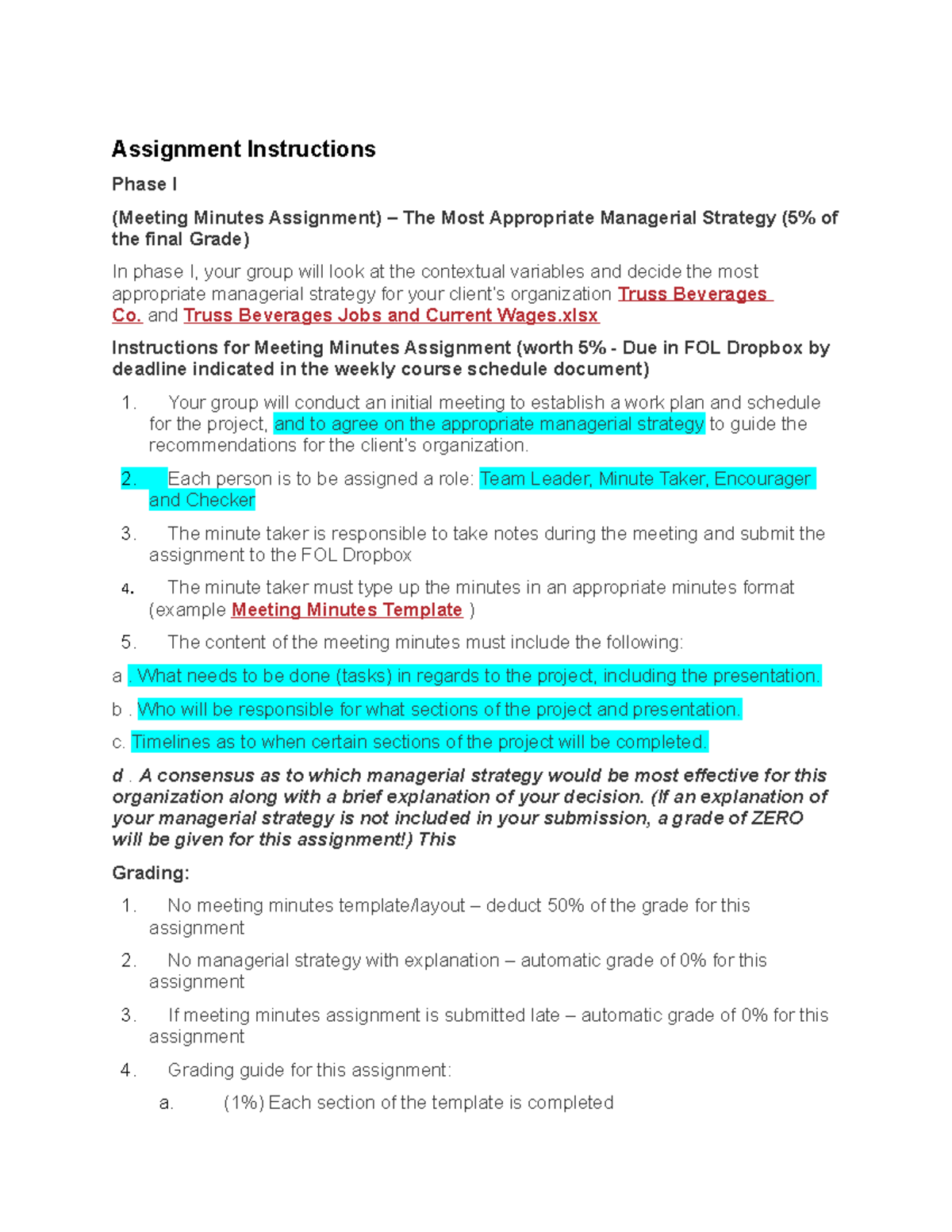 Phase 1 - Assignment Instructions Phase I (Meeting Minutes Assignment ...