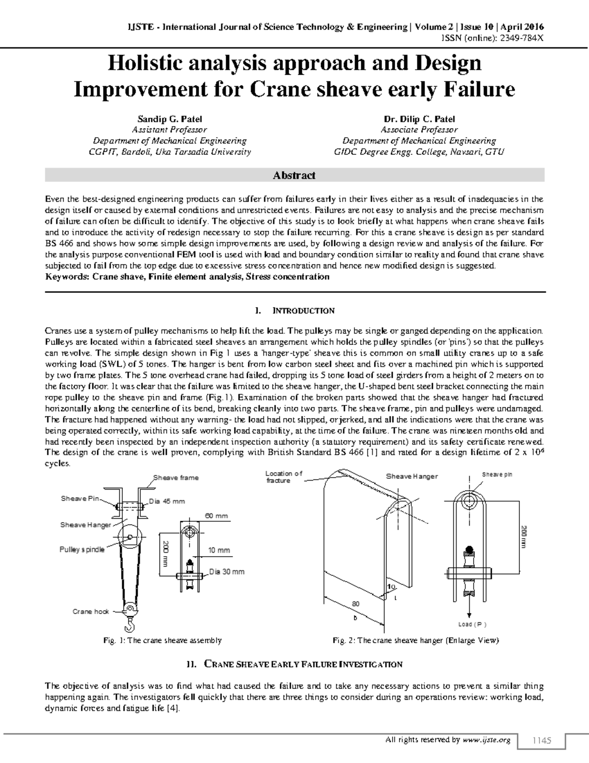 Holistic approach to failure analysis of a crane sheave hanger - IJSTE ...