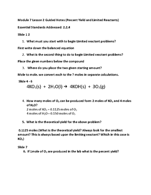 05.07 Percent Yield - Pls like:) - Percent Yield Lab Instructions ...